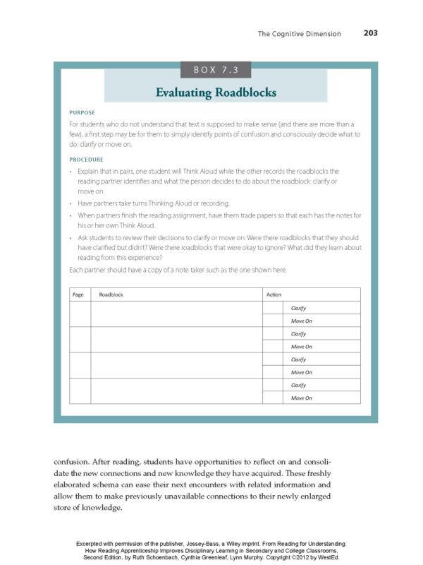 Evaluating Roadblocks – Reading Apprenticeship